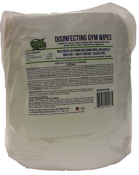 The newest Vapor Fresh Product, Disinfecting Gym Wipes | Raw Athletics